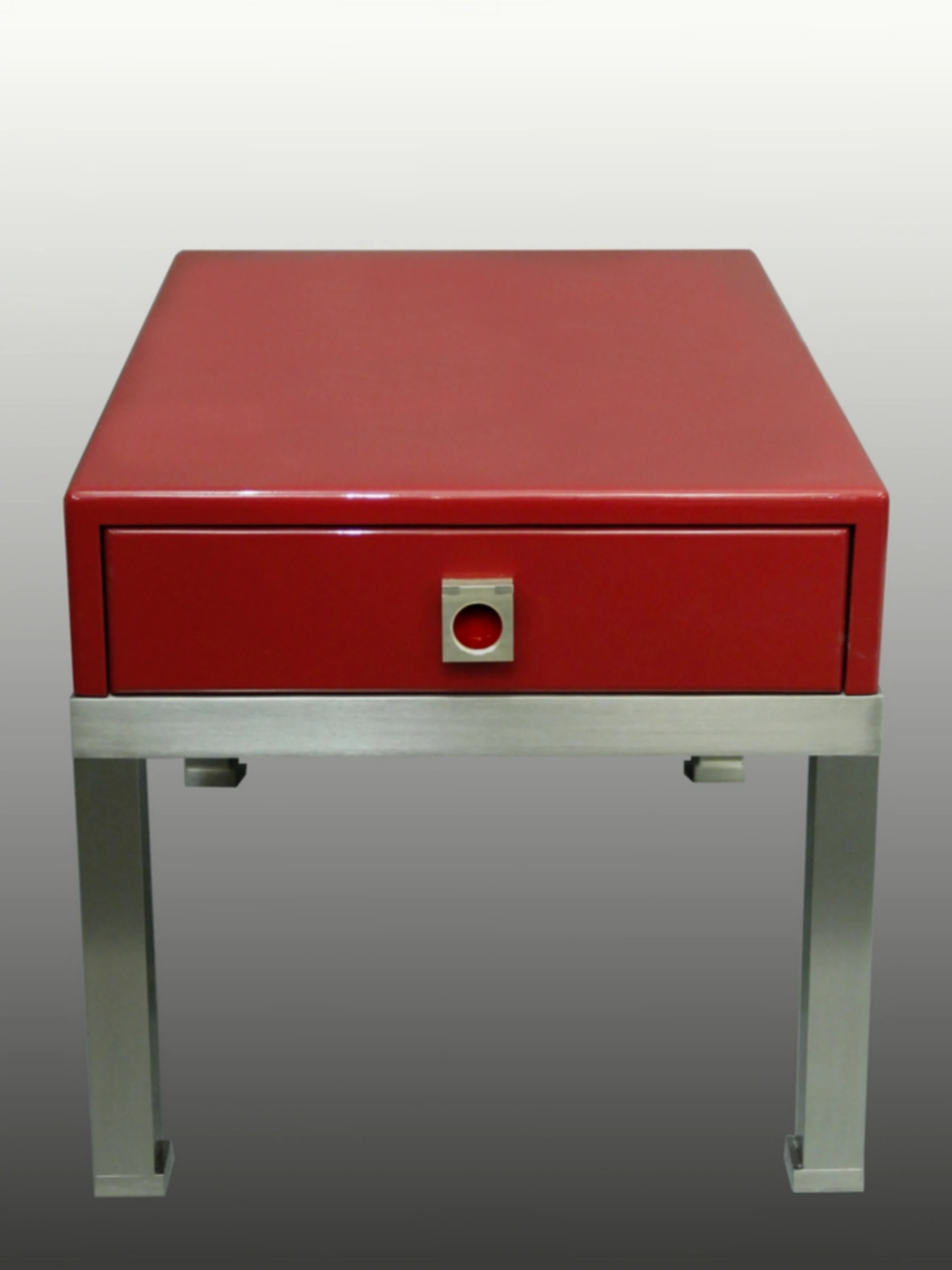 Paire de tables-bouts de canapé en laque rouge - Galerie Canavèse