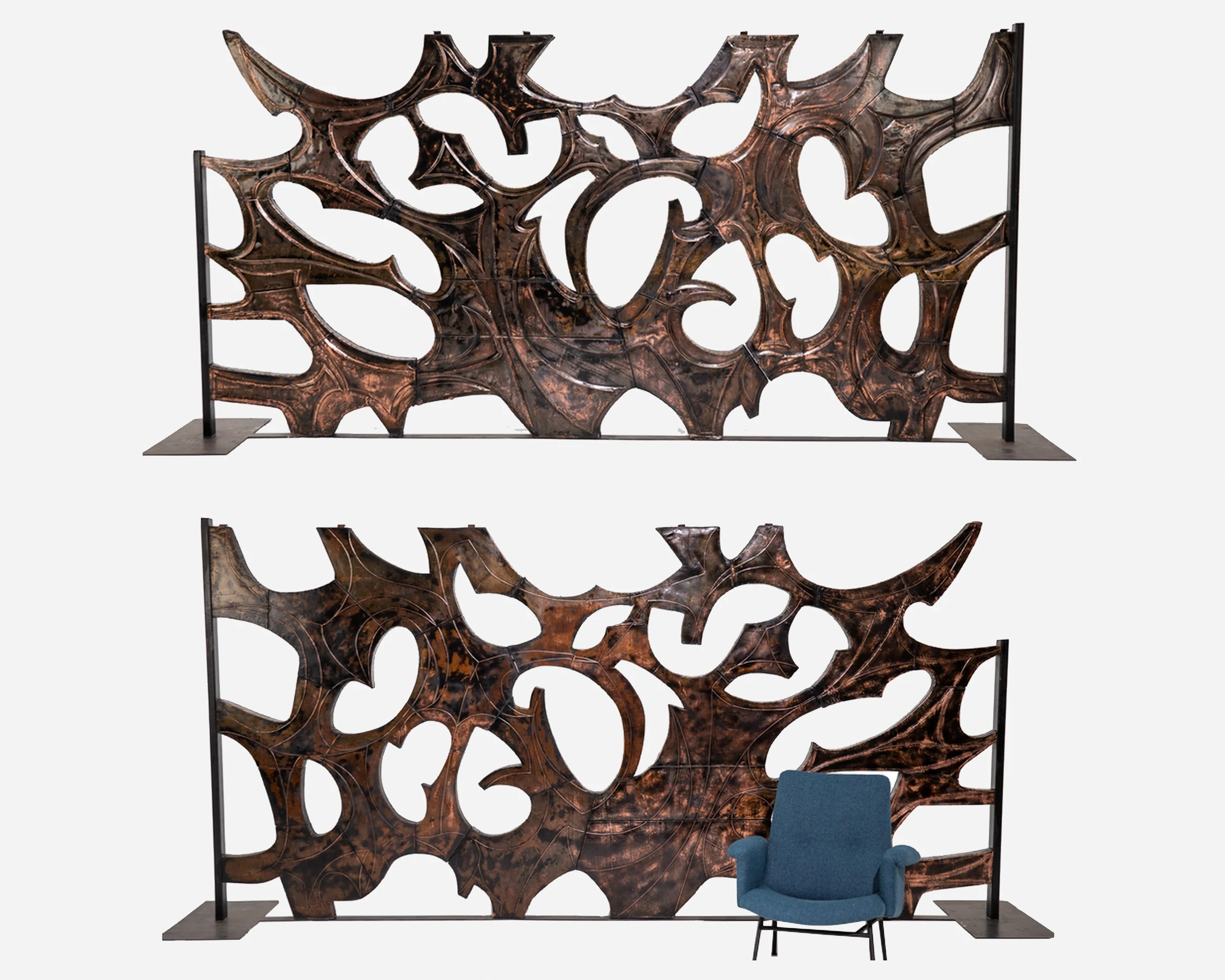 Deux Claustras En Cuivre Estampé Galerie Canavèse